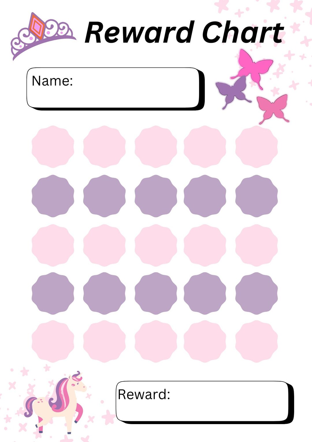 Princess Themed Kids Reward and Sticker Chart | Kids Printable Behavior ...