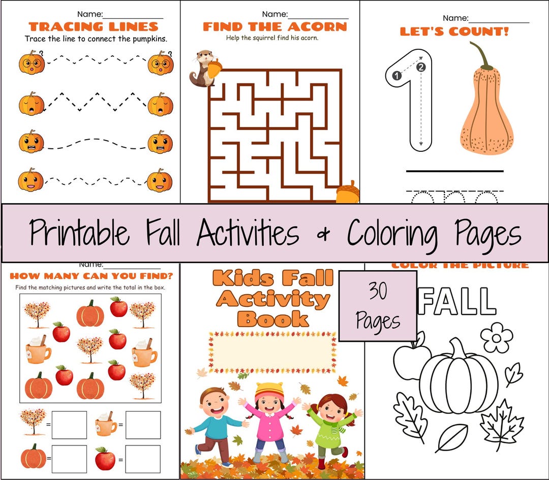 Printable Fall Activity Book for Preschool & Kindergarten | Autumn ...
