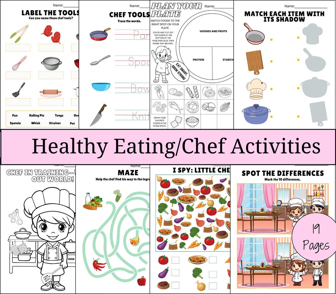Chef & Healthy Eating Activities | Printable Nutrition Worksheets ...