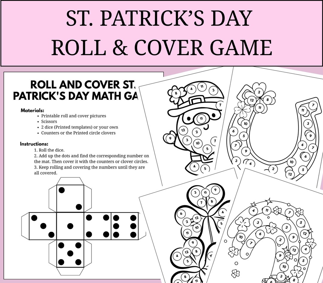 St. Patrick’s Day Roll and Cover Number Game | Printable Math Activity ...