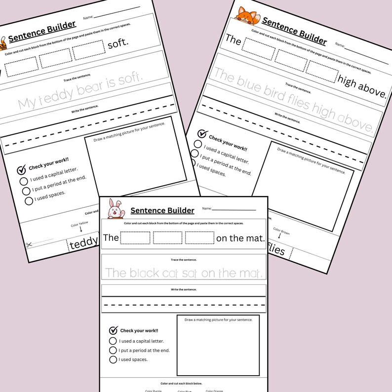 Printable Sentence Structure Worksheets: Grammar Practice for Kids (PDF ...