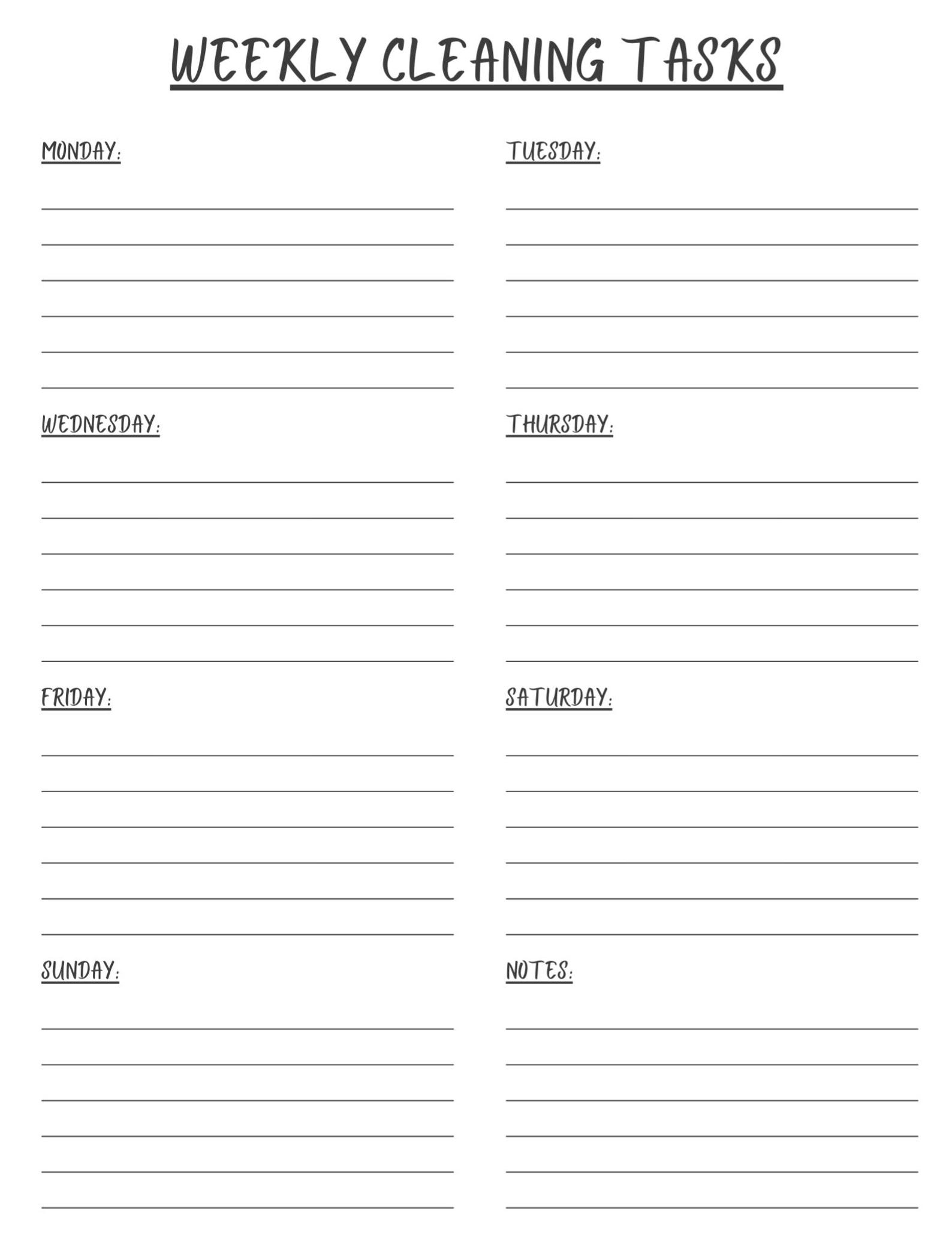 Cleaning Schedule Checklist | Cleaning Chart | Printable Cleaning to Do ...