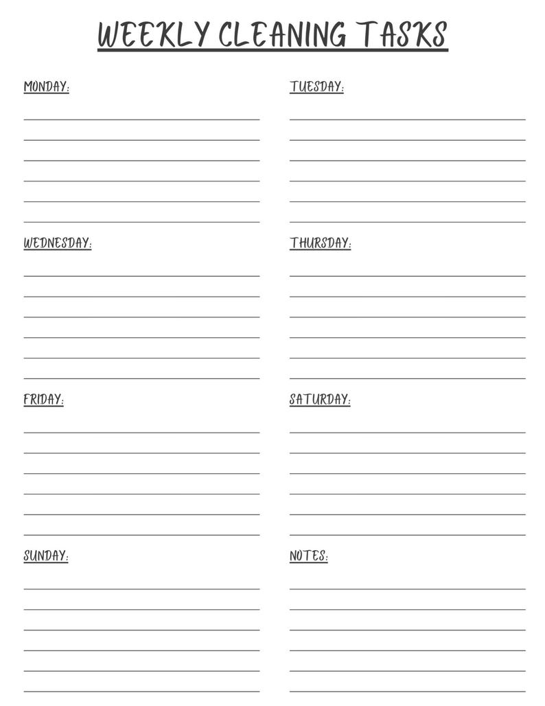 Cleaning Schedule Checklist | Cleaning Chart | Printable Cleaning to Do ...