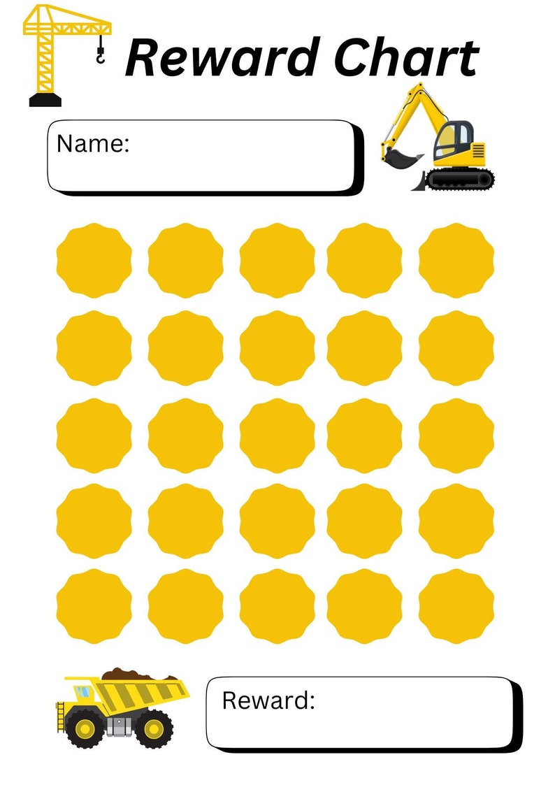 Kids Truck Themed Printable Reward Chart | Behavior Chart for Kids ...