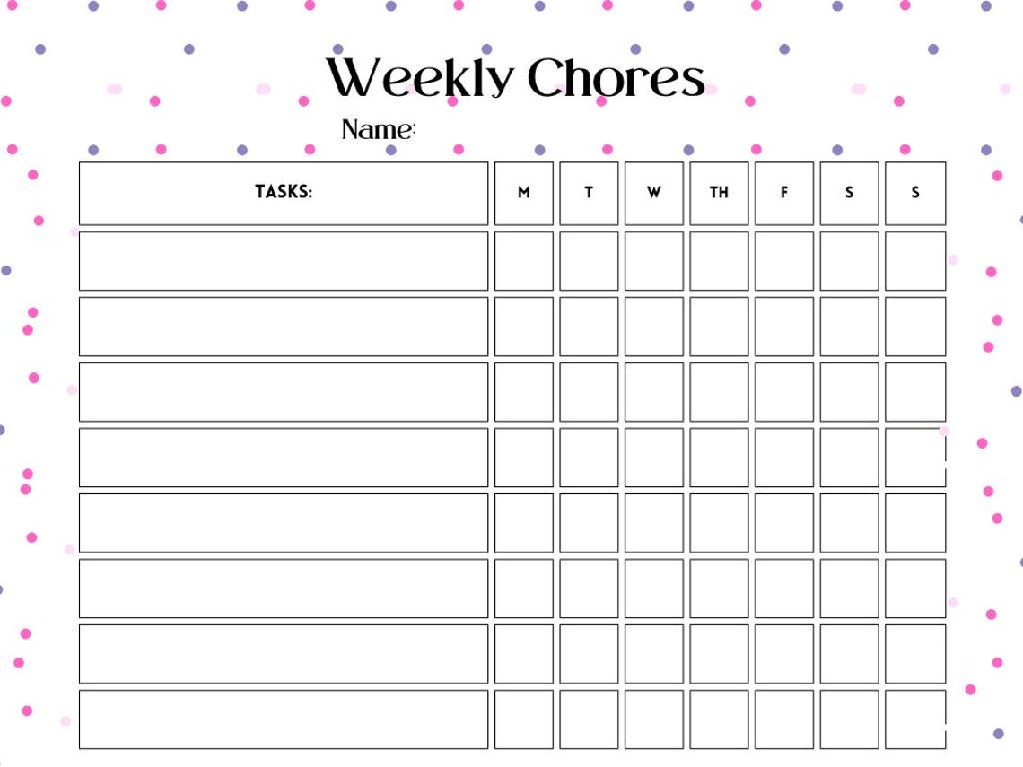 Kids Weekly Chore Chart | Printable Kids Checklist | Kids ...