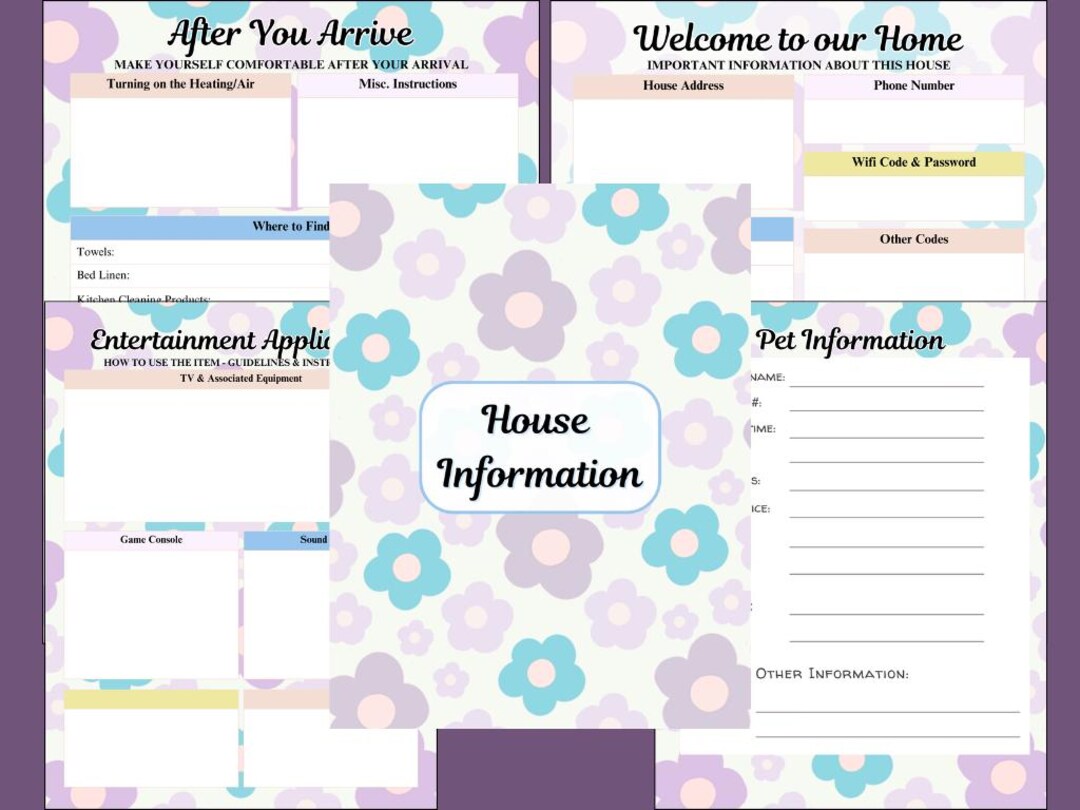 Printable House Sitter Planner | House Sitting Instructions Template ...