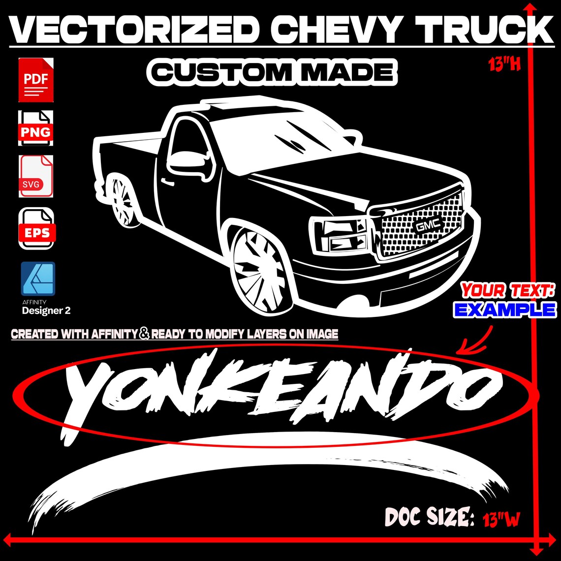 Gmc Truck Vector Silhouette - Etsy