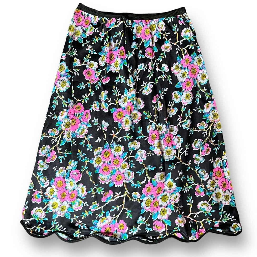 Vintage Molla Kaye Half Slip / Black Floral Nylon Tricot Pillow Tab ...