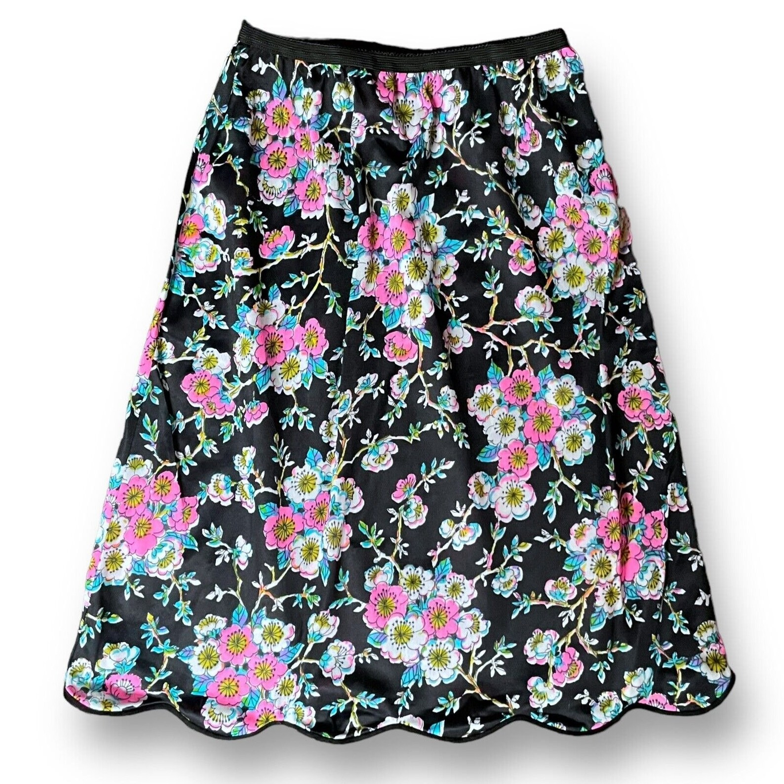 Vintage Molla Kaye Half Slip / Black Floral Nylon Tricot Pillow Tab ...