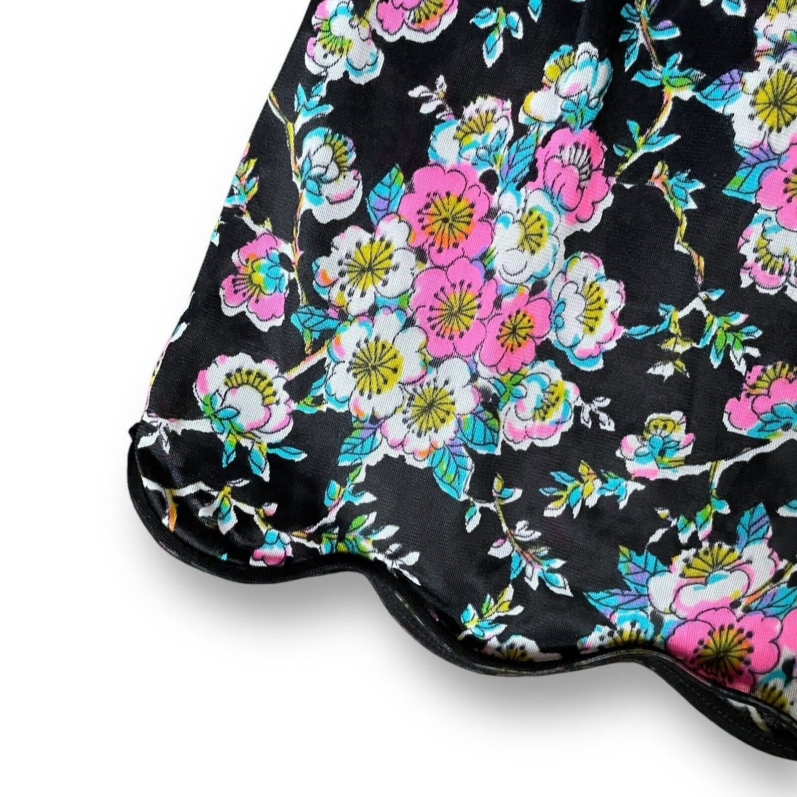 Vintage Molla Kaye Half Slip / Black Floral Nylon Tricot Pillow Tab ...