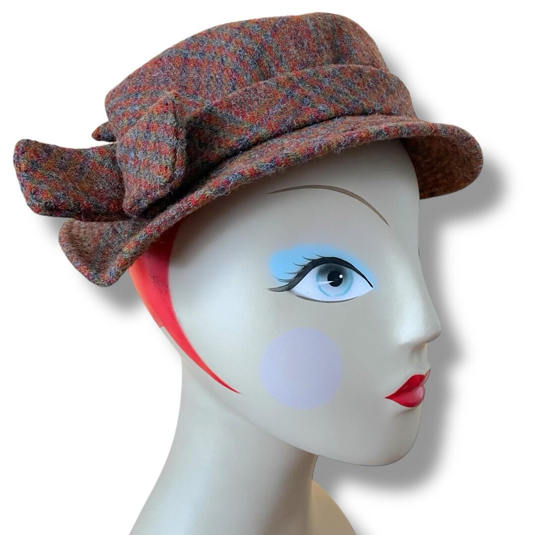 Vintage 1950's Women's Wool Tweed Dress Hat With Hat Pins / Plaid ...