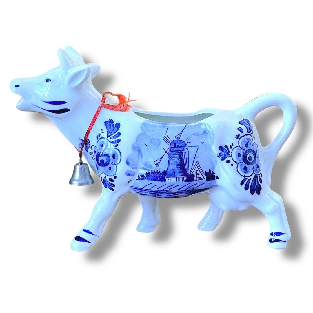 Vintage Delft Blue Cow Creamer / DBL Porcelain Delftware Holland ...