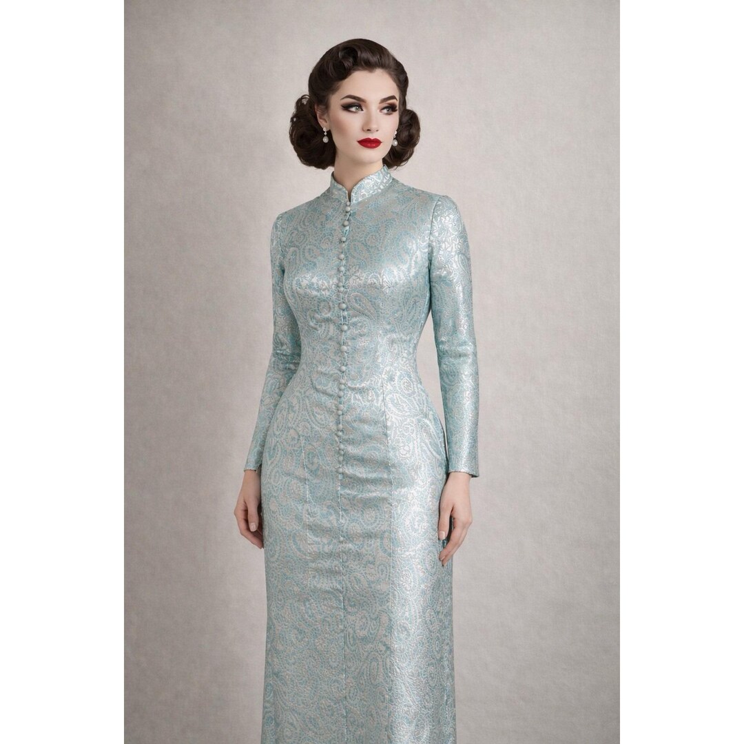 Vintage 1950's Vanny of Hong Kong Dress / Size Small Medium / Blue ...