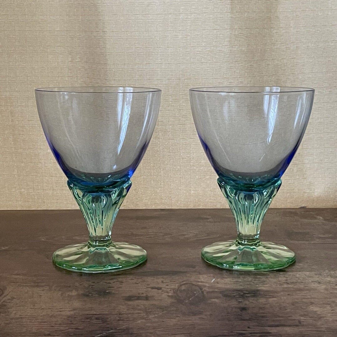 Vintage Bormioli Rocco Bahia Champagne Glass / Set of 2 Glasses / Blue ...