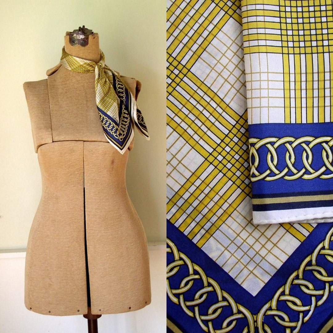 Vintage 1960's Ringbearer Plaid Scarf / 60's Echo Scarf / Navy Blue ...