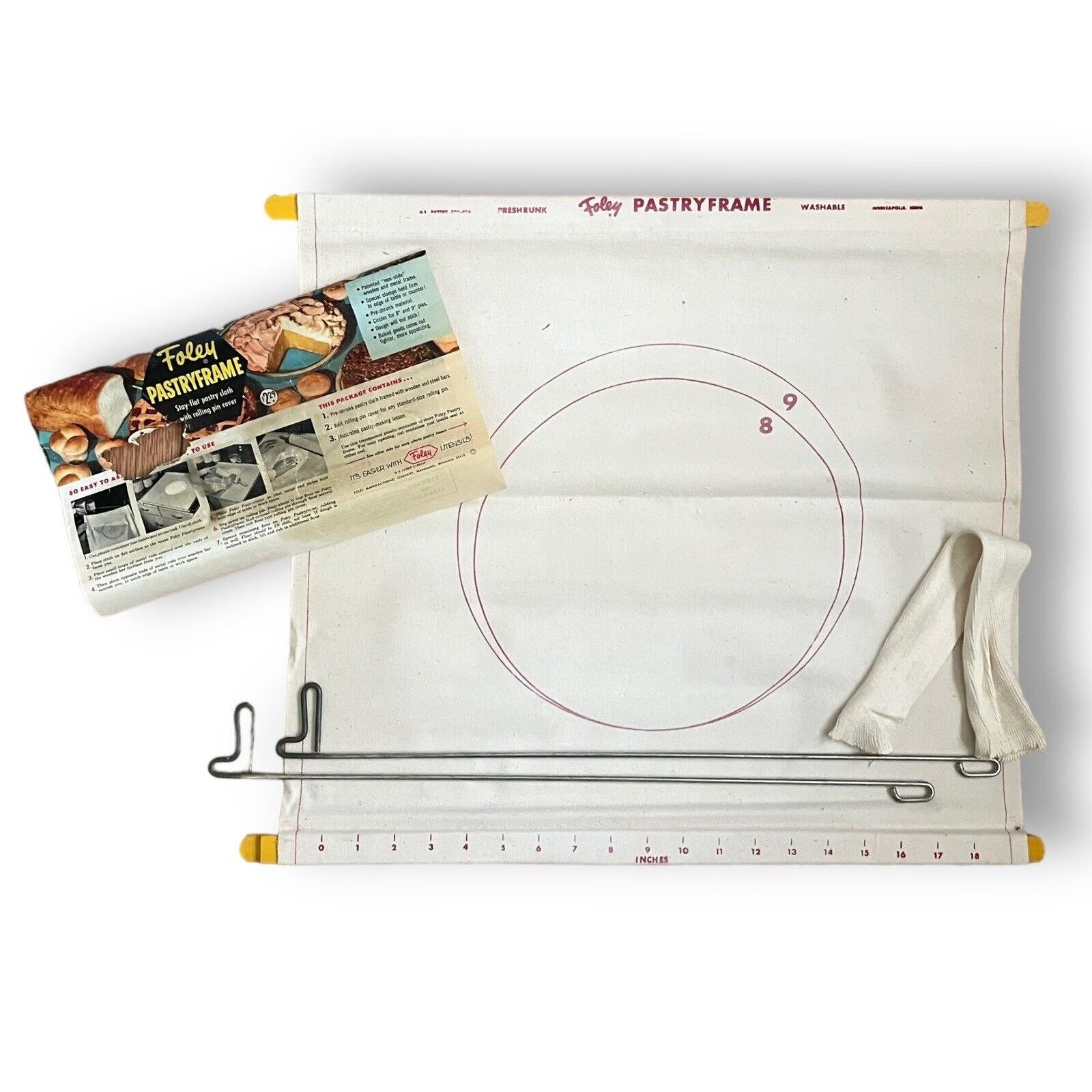 Vintage Foley Pastry Frame / Stay Flat Cloth & Rolling Pin Cover ...