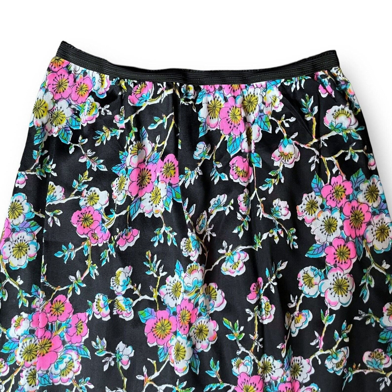 Vintage Molla Kaye Half Slip / Black Floral Nylon Tricot Pillow Tab ...