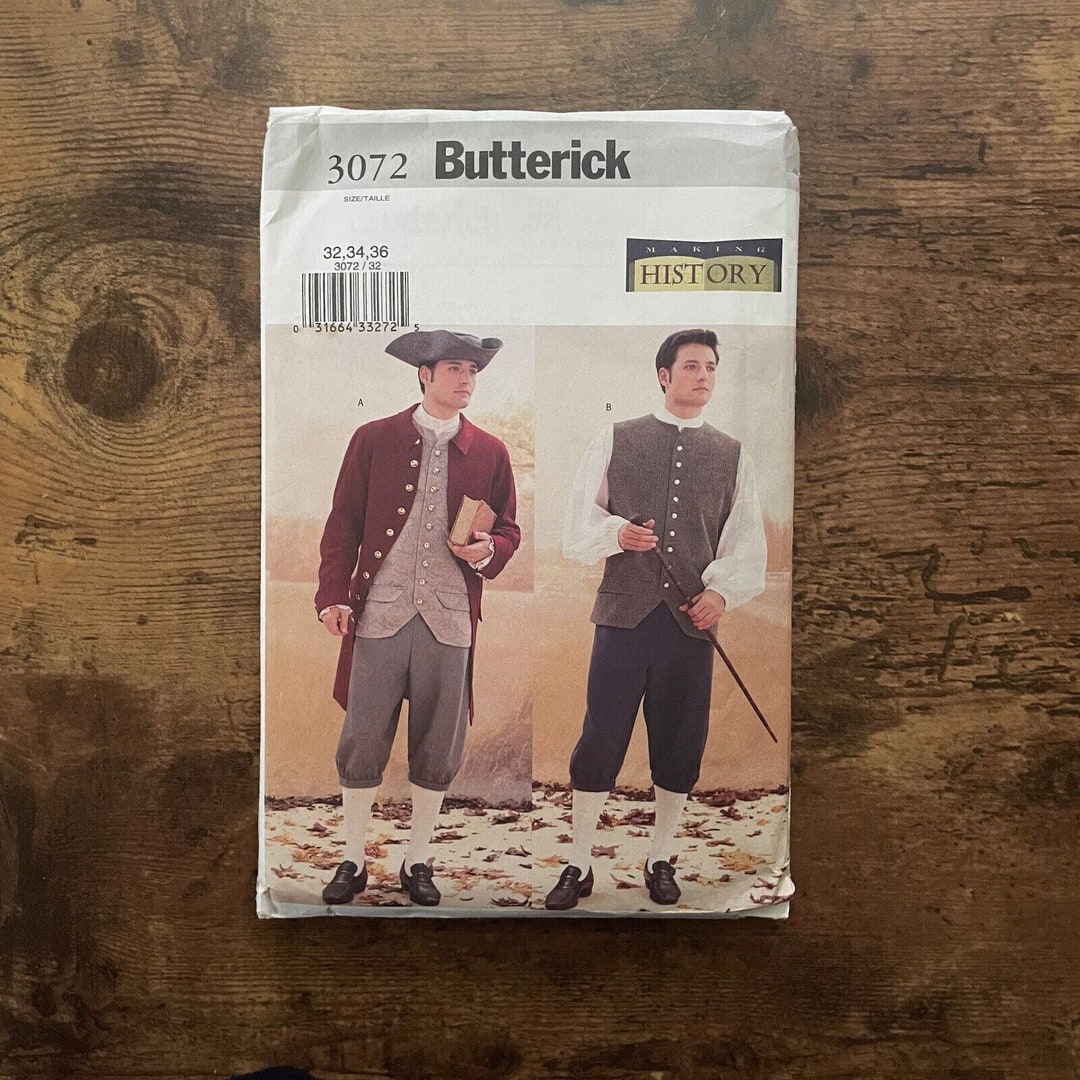 Vintage Butterick 3072 Sewing Pattern / Men's Historical Colonial ...