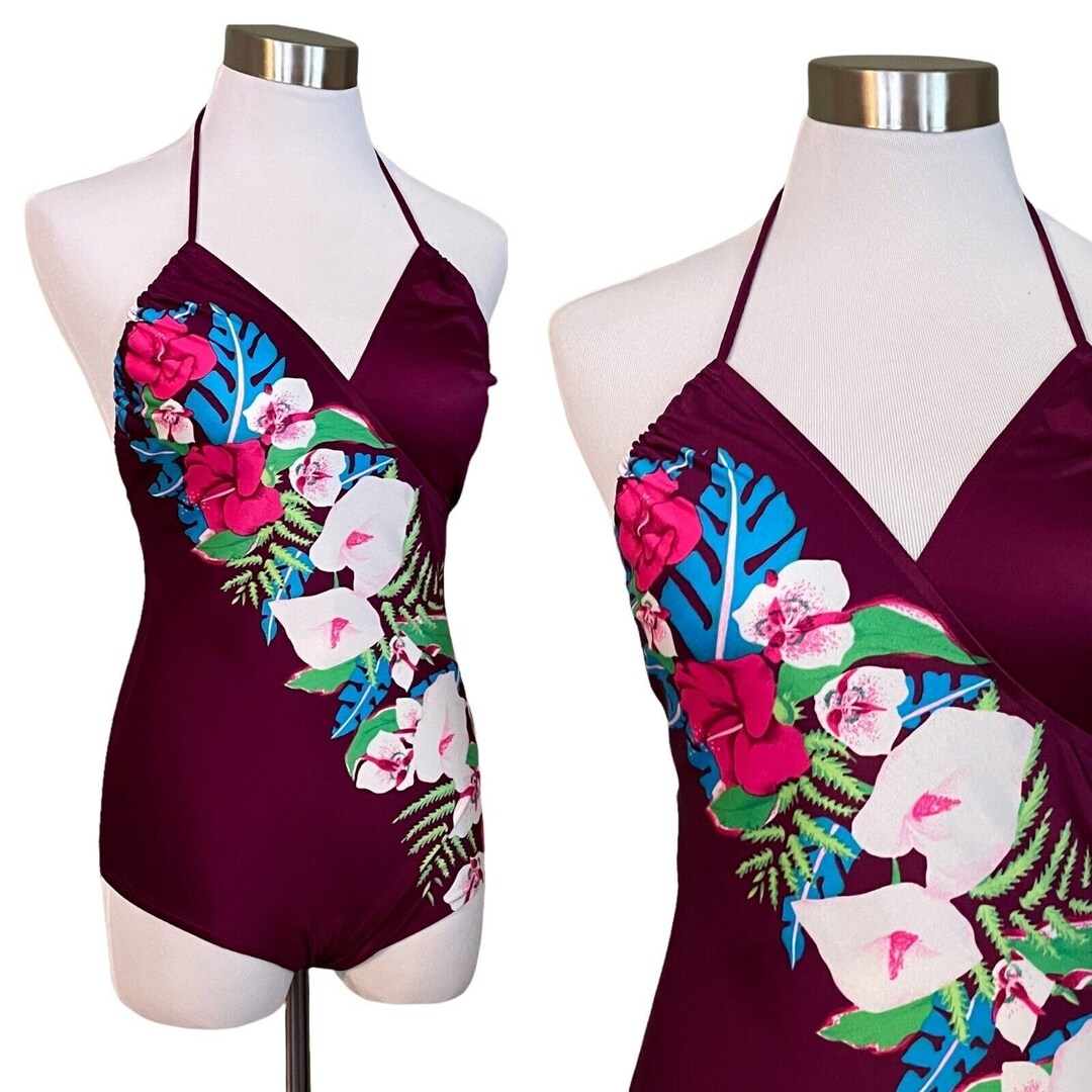 Vintage 1980's Avon Fashions Women's Swimsuit / Plum Island Floral ...
