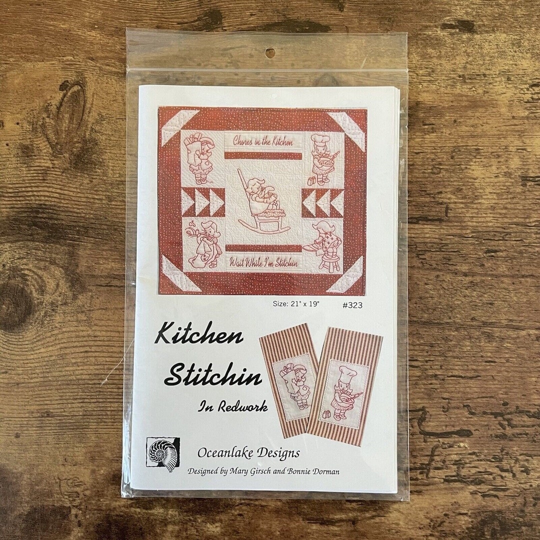 Kitchen Stitchin in Redwork / Embroidery Pattern / Oceanlake Designs ...