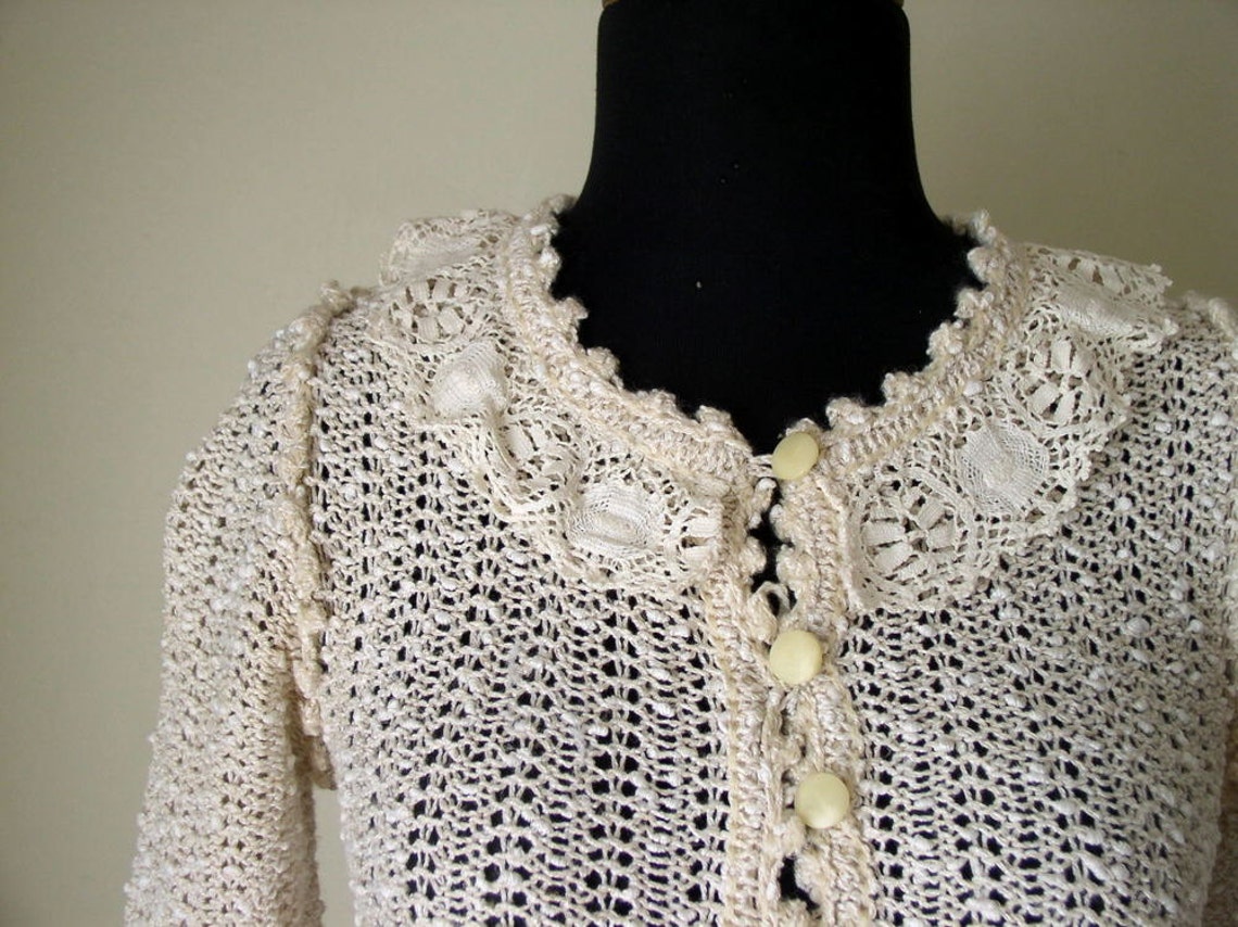 Vintage 1970's Pallas Loomed Irish Linen & Crochet Lace Dress / 70's ...