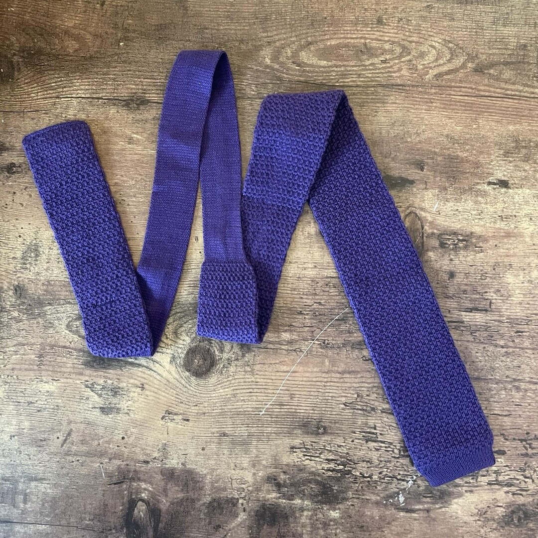 Vintage 1980’s Lands End Square End Sock Tie / Purple Cotton Knit ...