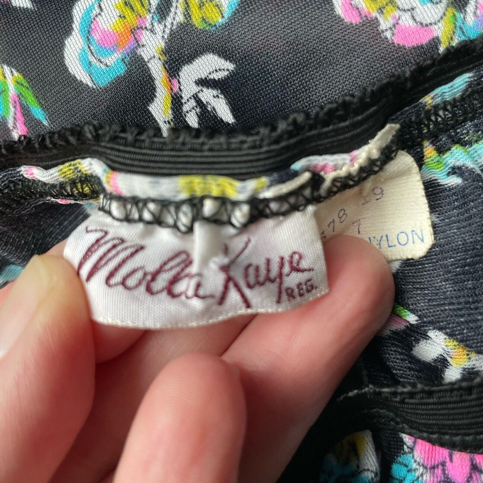 Vintage Molla Kaye Half Slip / Black Floral Nylon Tricot Pillow Tab ...