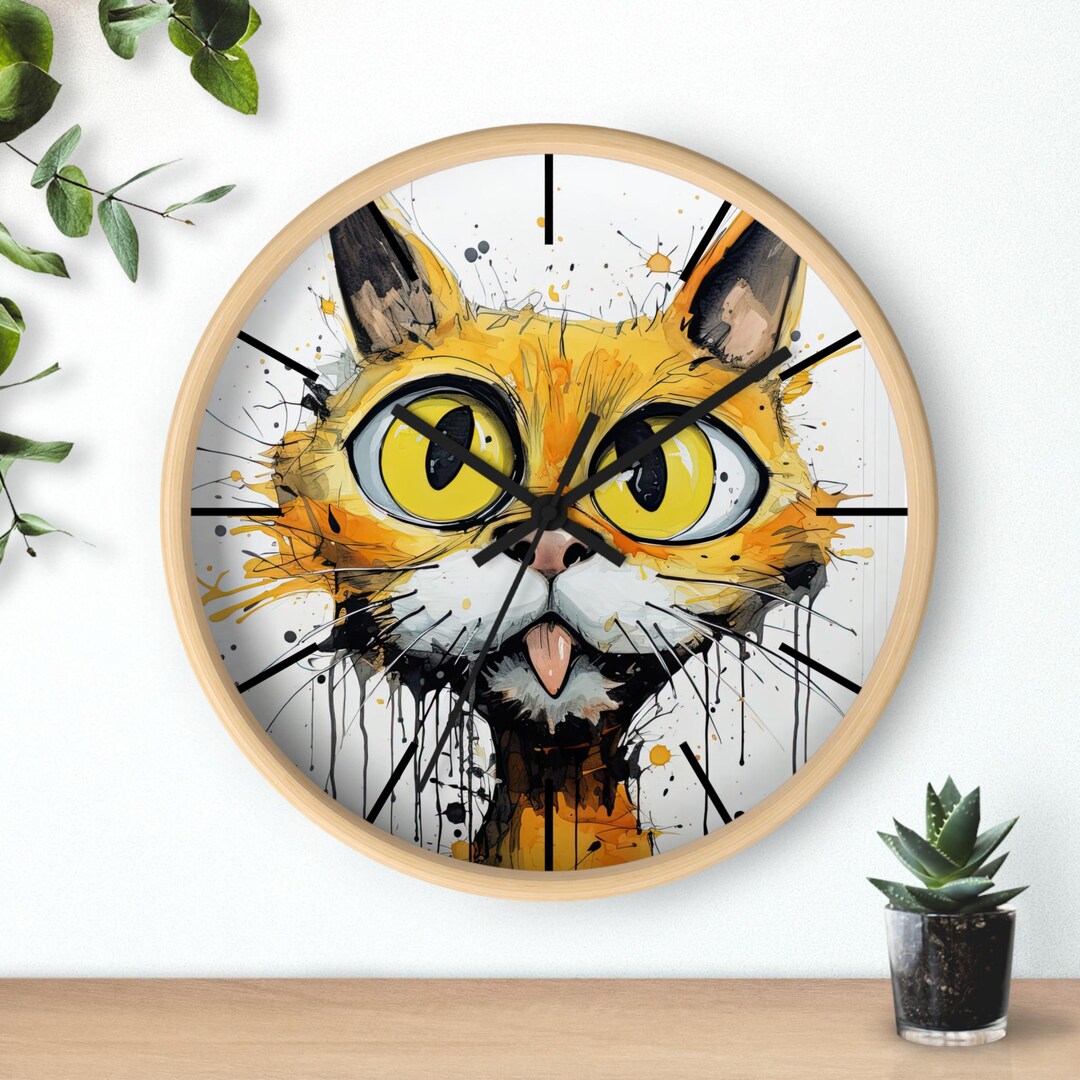 Modern Graffiti Cat Wall Clock A Unique Timekeeper - Etsy