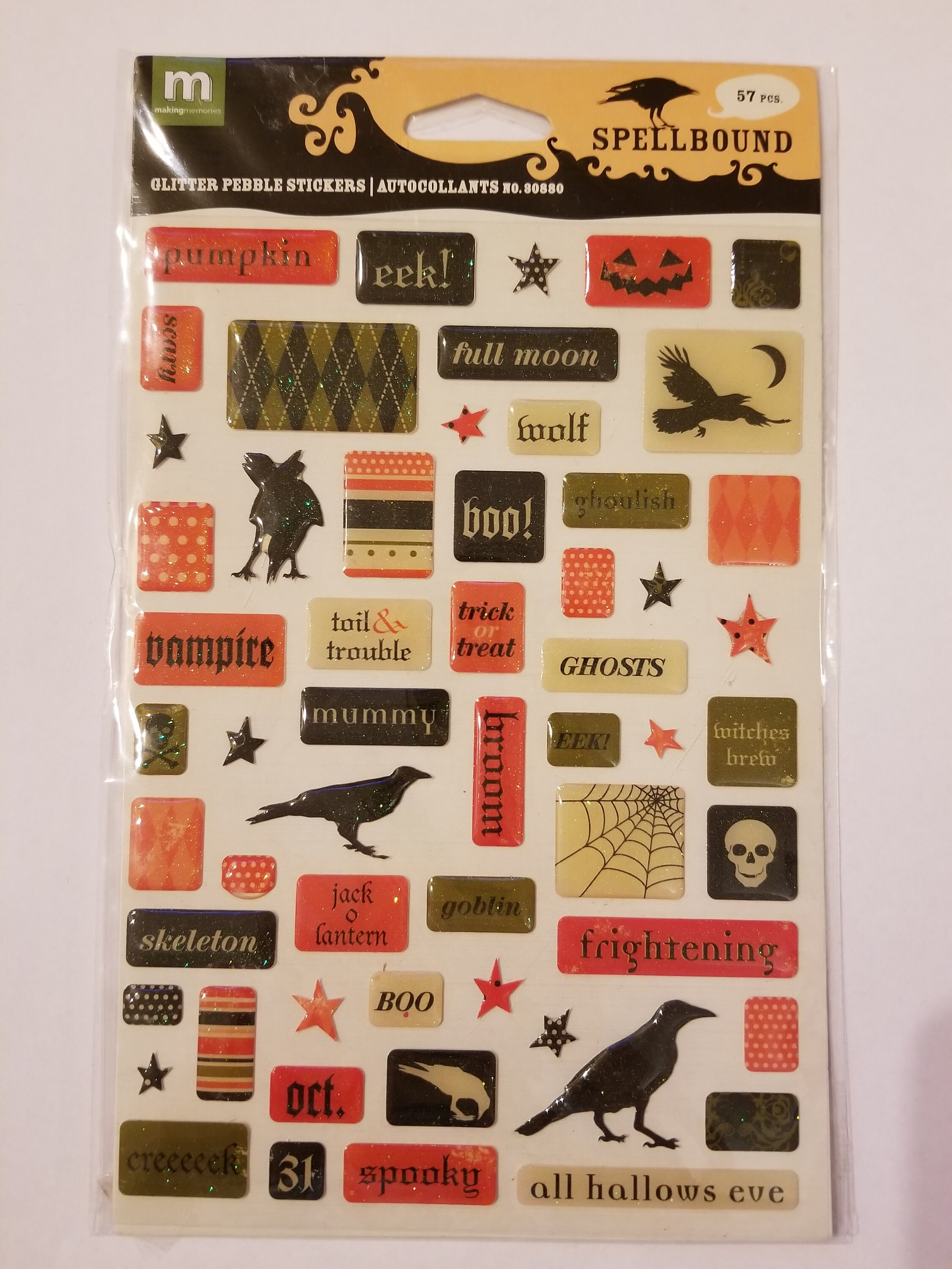 Making Memories Glitter Pebble Stickers Spellbound Halloween - Etsy UK