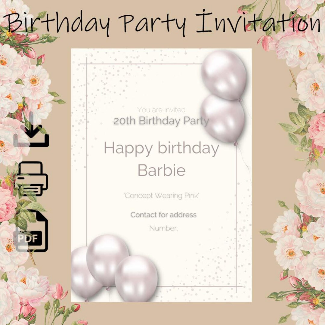 Simple Birthday Party Invitation on White Background - Etsy