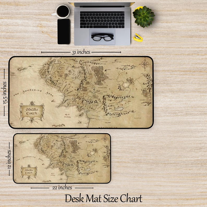 LOTR Middle-earth Map Mouse Pad | Fantasy Desk Mat, Gaming Accessory - Etsy