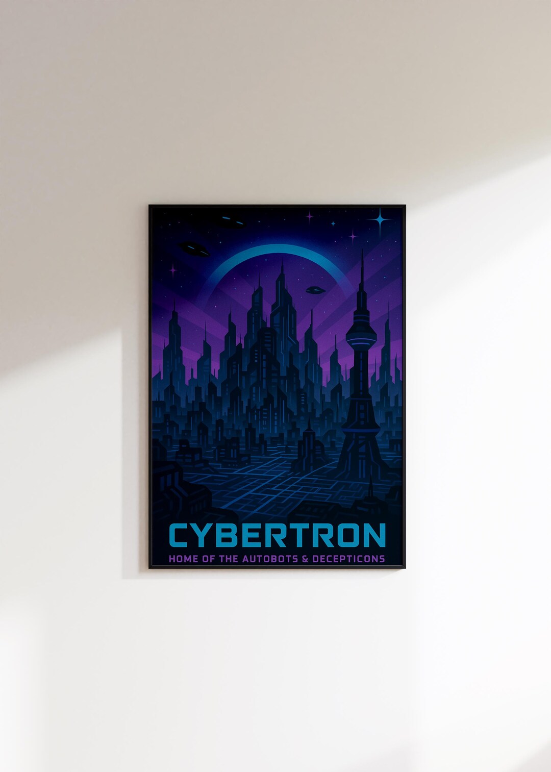 Cybertron Travel Poster Transformers Wall Art Print, Futuristic Sci-fi ...