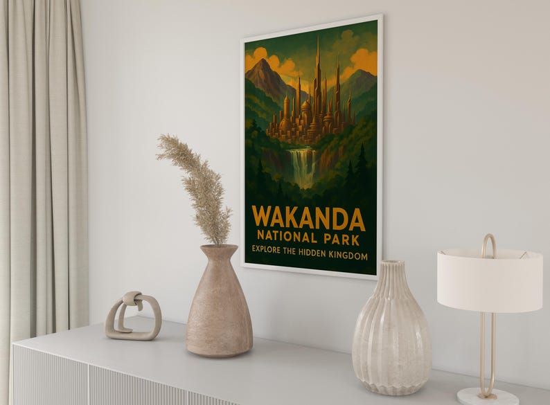 Wakanda Travel Poster,vintage Style Wall Art Print, Marvel Inspired ...