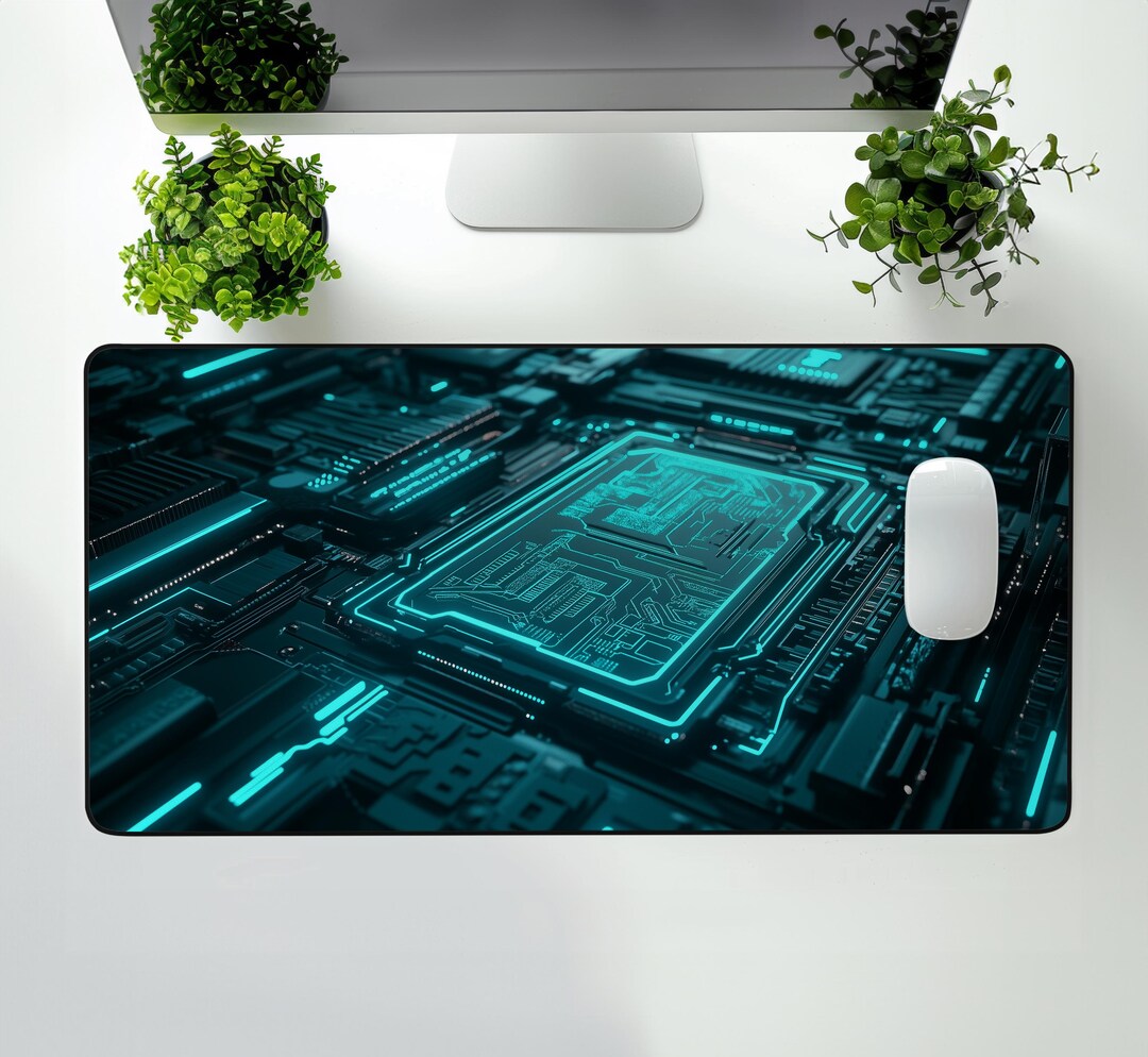 Glowing Circuit Board Desk Mat: Cyberpunk Tech Office Decor - Etsy