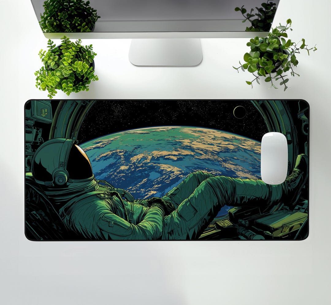 Astronaut Space View Desk Mat | Earth From Spaceship Window | Sci-fi ...