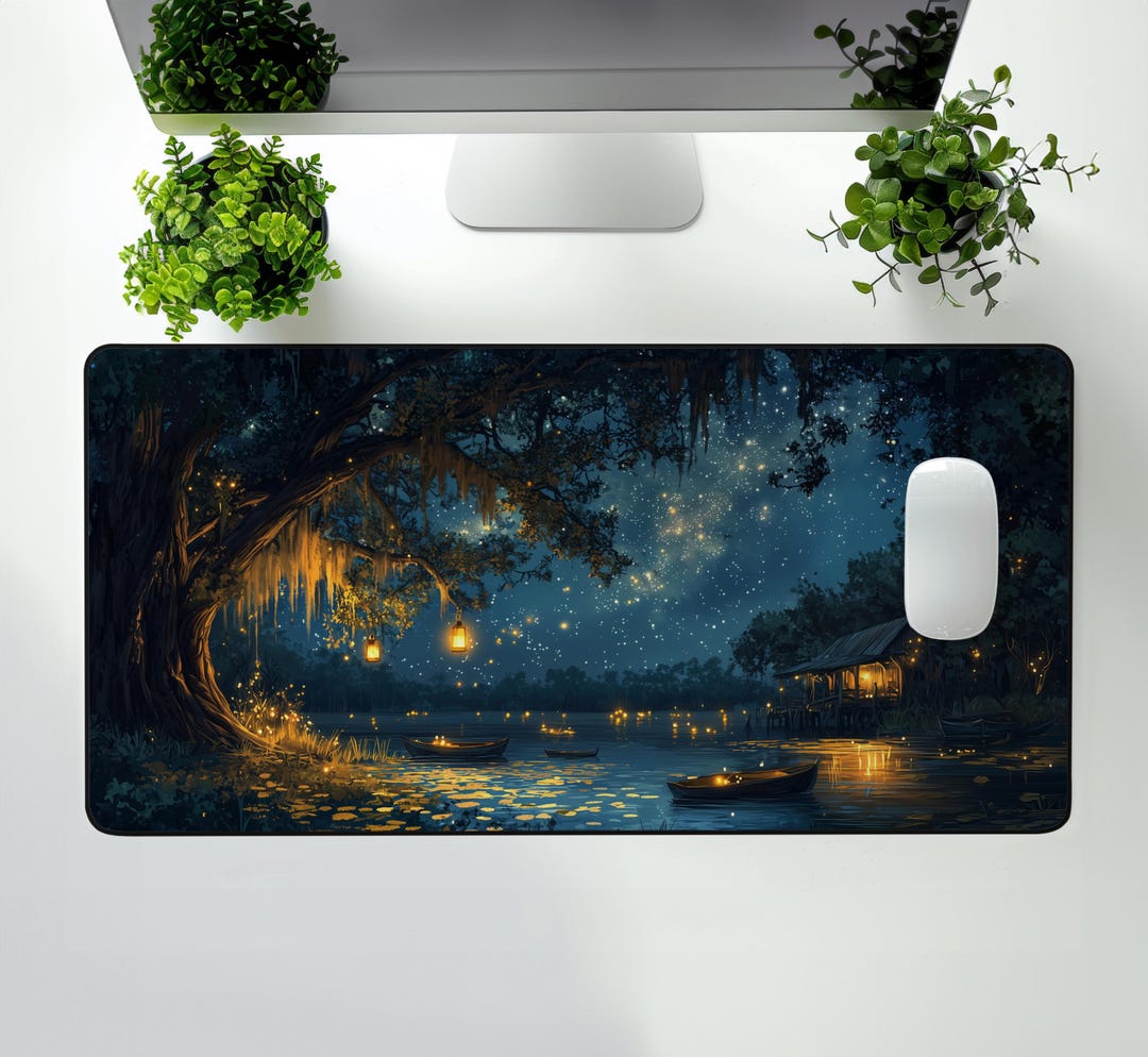 Green Bayou Desk Mat, Enchanted Forest Mouse Pad, XXL Keyboard Pad - Etsy