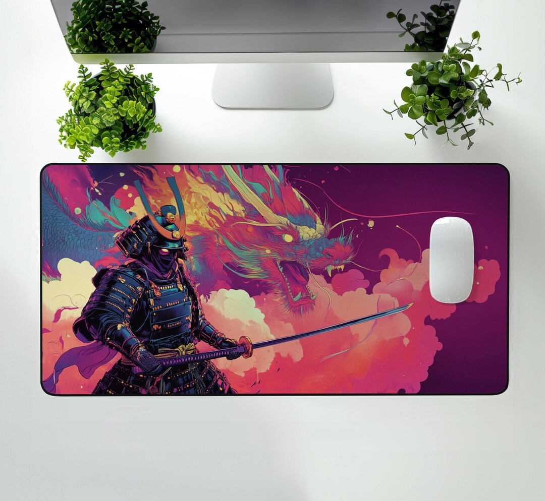 Samurai Desk Mat, Japanese Style Work Desk Accessory, Gaming Mouse Pad ...
