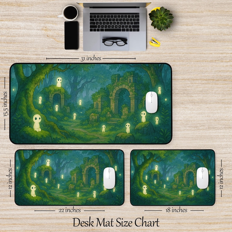 Ghibli-inspired Forest Spirit Desk Mat: Cottagecore Office Decor - Etsy
