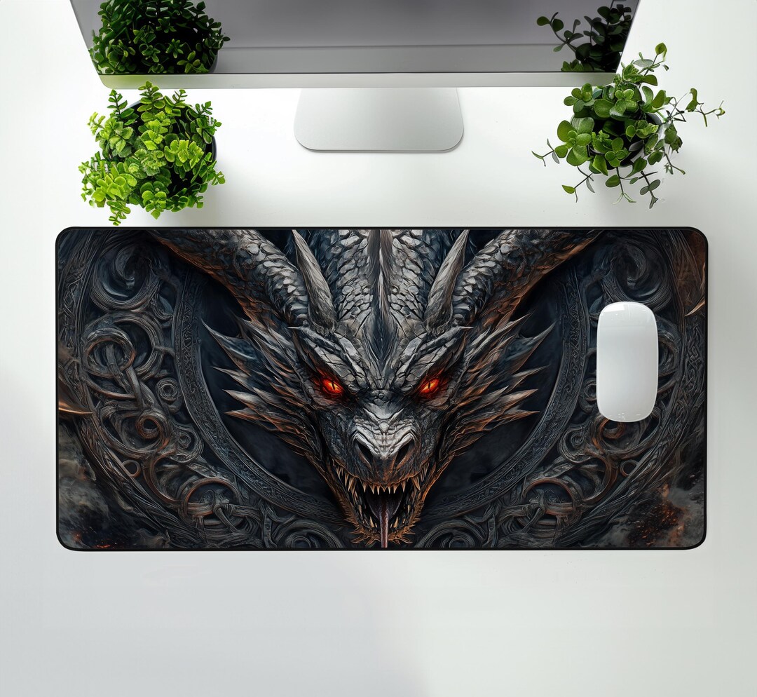 Dragon Desk Mat - Mythical Creature Gaming Mouse Pad, Fantasy Table ...