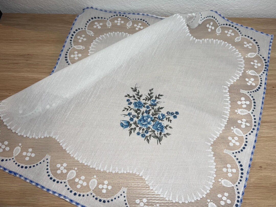 Spanish Table Mats With Blue Flowers, Set of 6 Lace Floral Placemats - Etsy