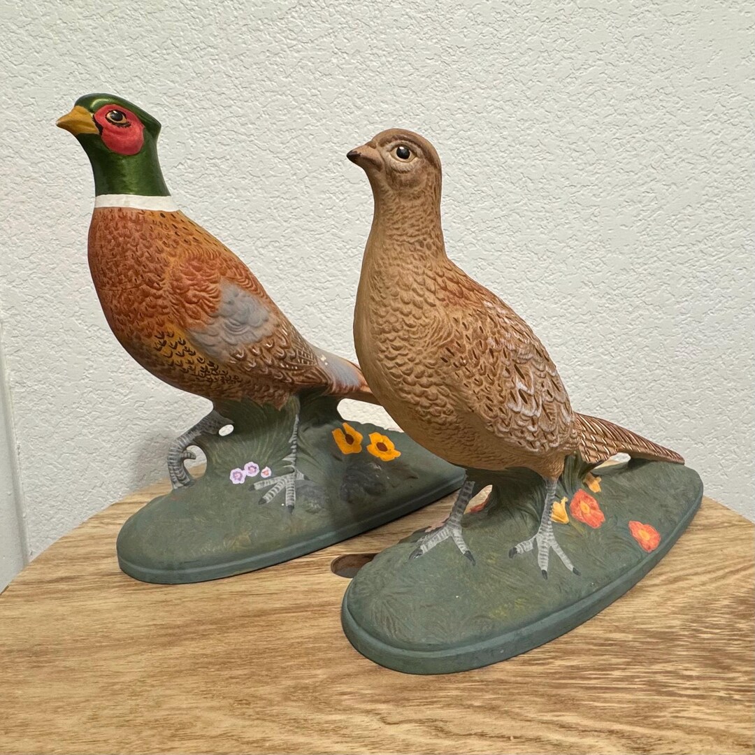 Vintage Holland Mold Ceramic Pheasants, Pair of Handpainted Pheasant ...
