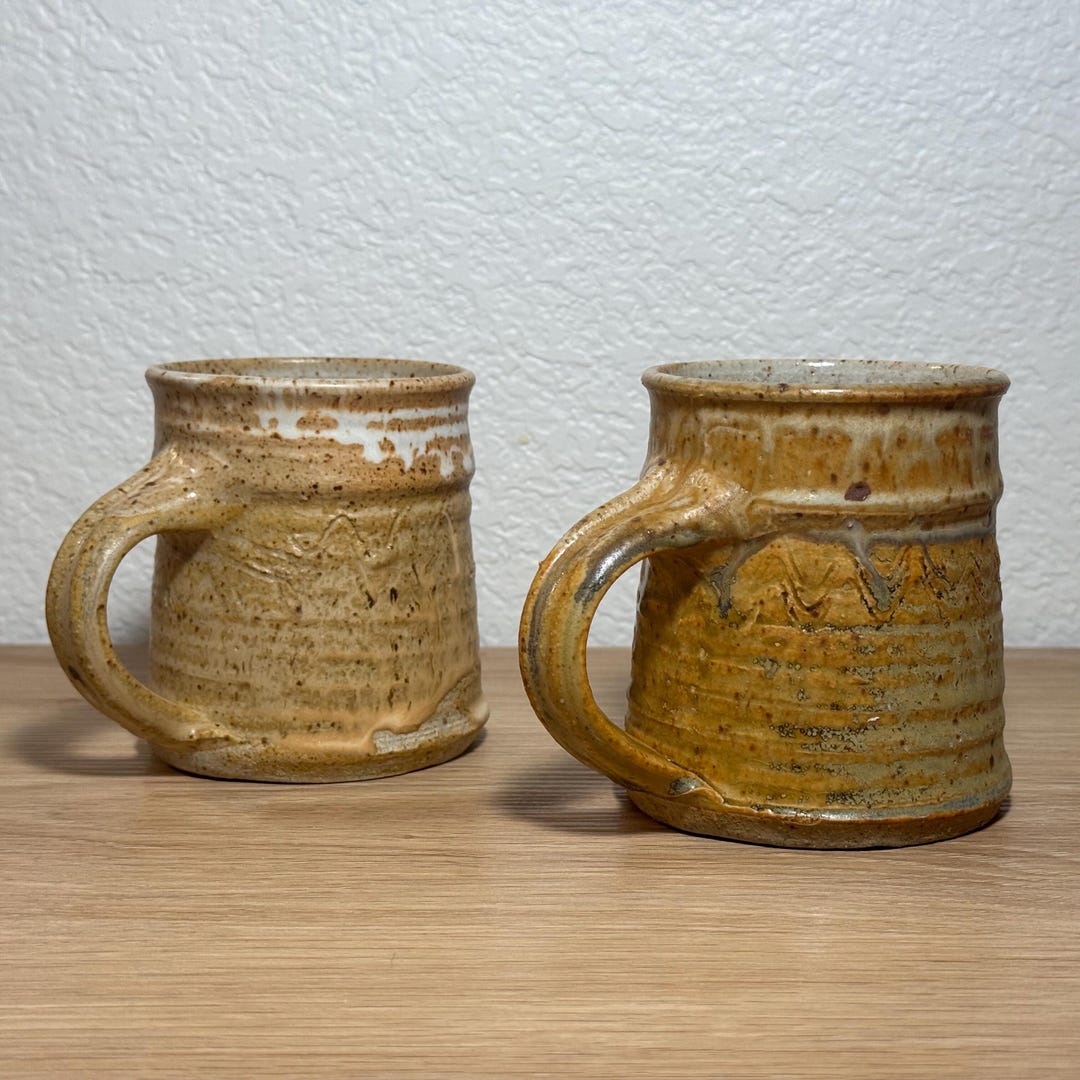 Handmade Pottery Mug Set, Studio Art Hand Thrown Stoneware - Etsy