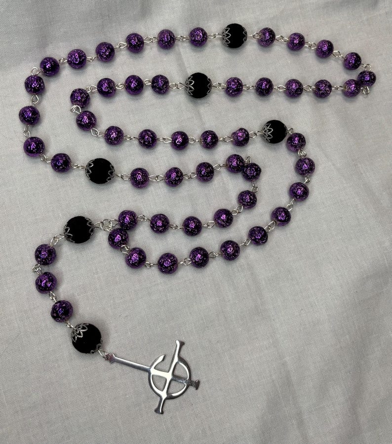 Ghost Band Rosary - Ghost Band Logo - Purple Lava Beads/velvet Black ...