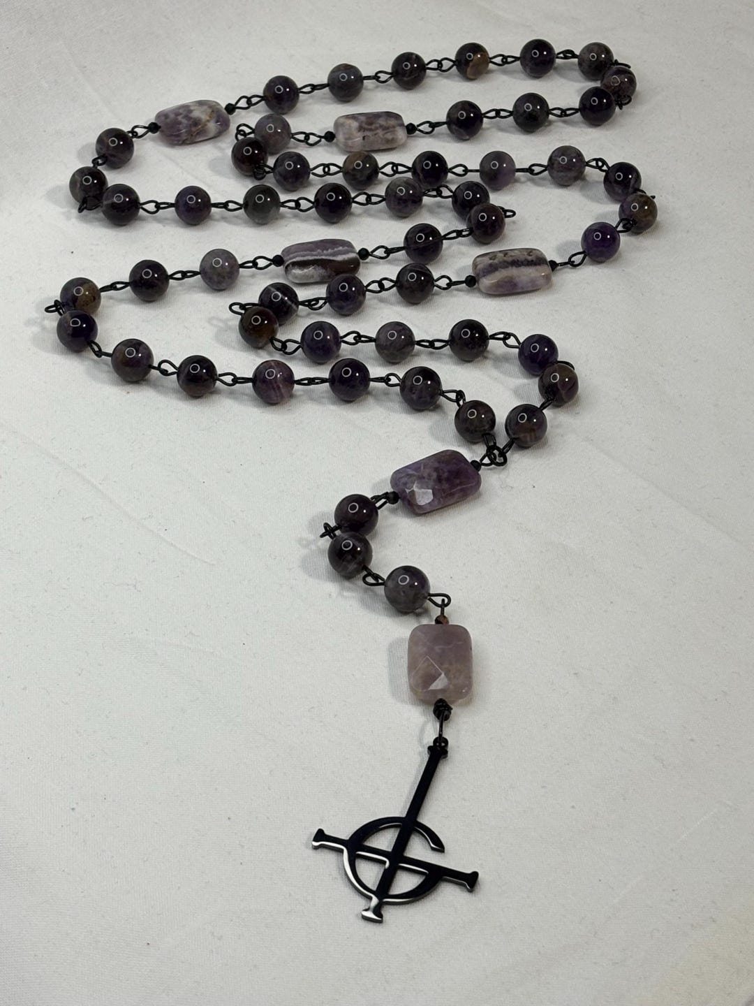 Ghost Band Rosary - Ghost Amethyst/faceted Rectangular Amethyst/black ...