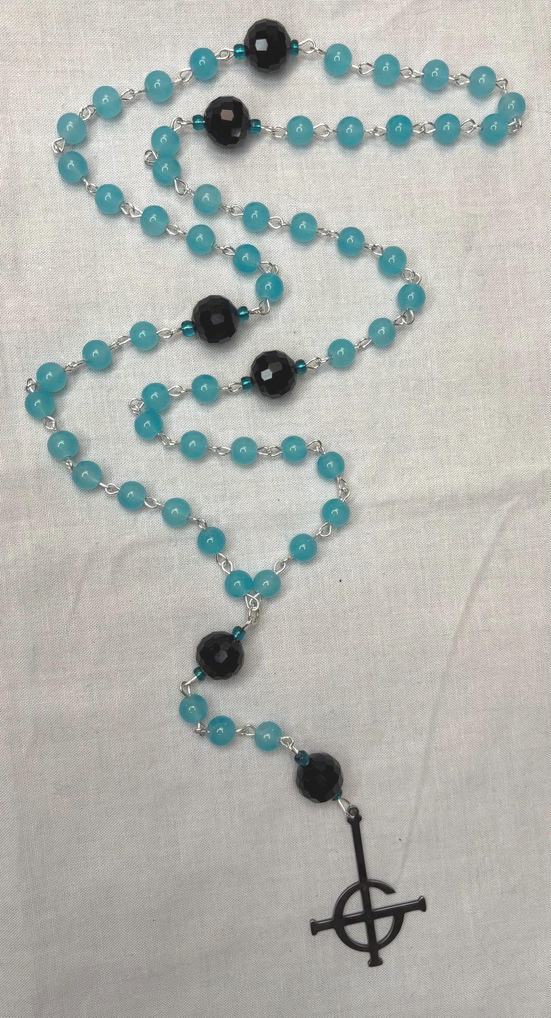 Ghost Band Rosary - Ghost Band Logo - Papa IV Blue/teal/silver/black ...