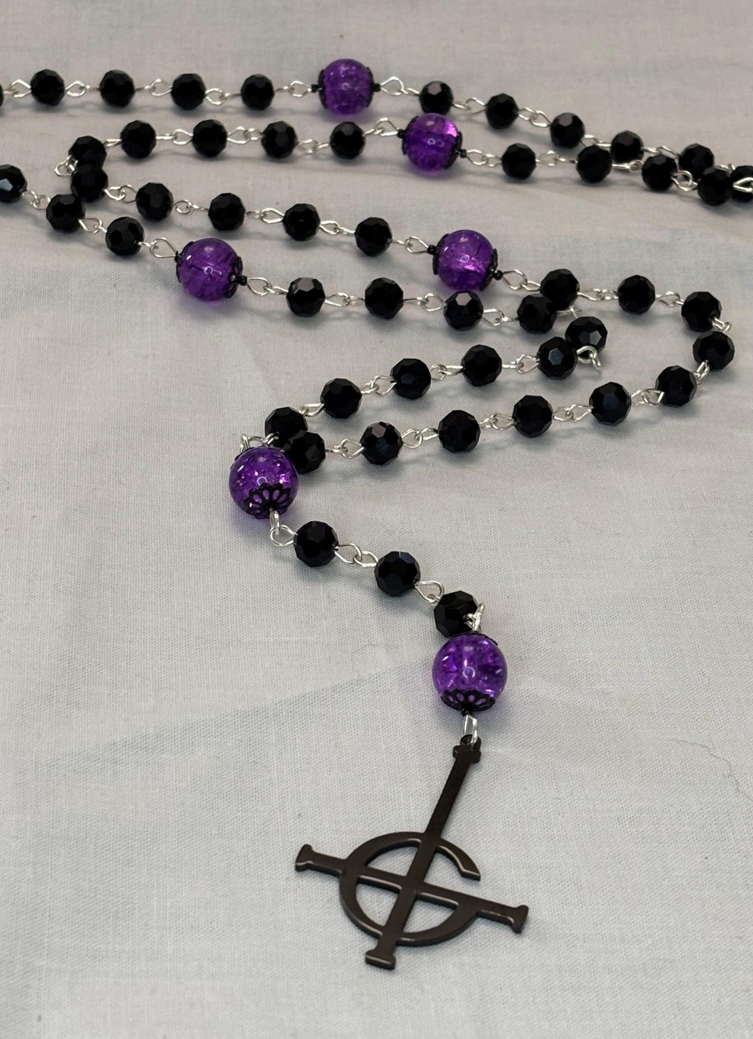 Ghost Band Rosary - Ghost Band Logo - ‘cracked’ Purple Glass Beads ...