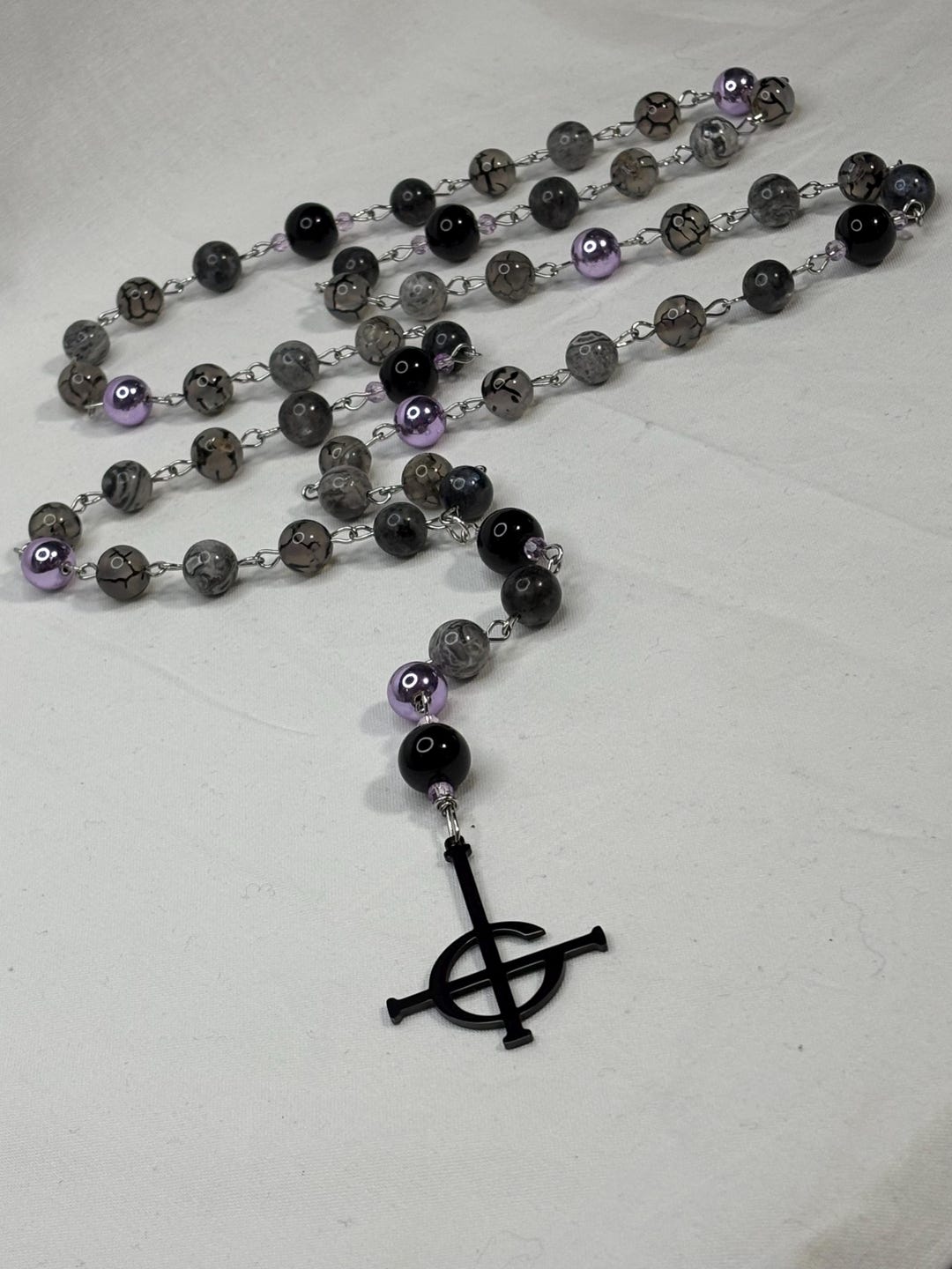 Ghost Band Rosary - Dragon Vein Agate/gray Jasper/dark Gray/light ...