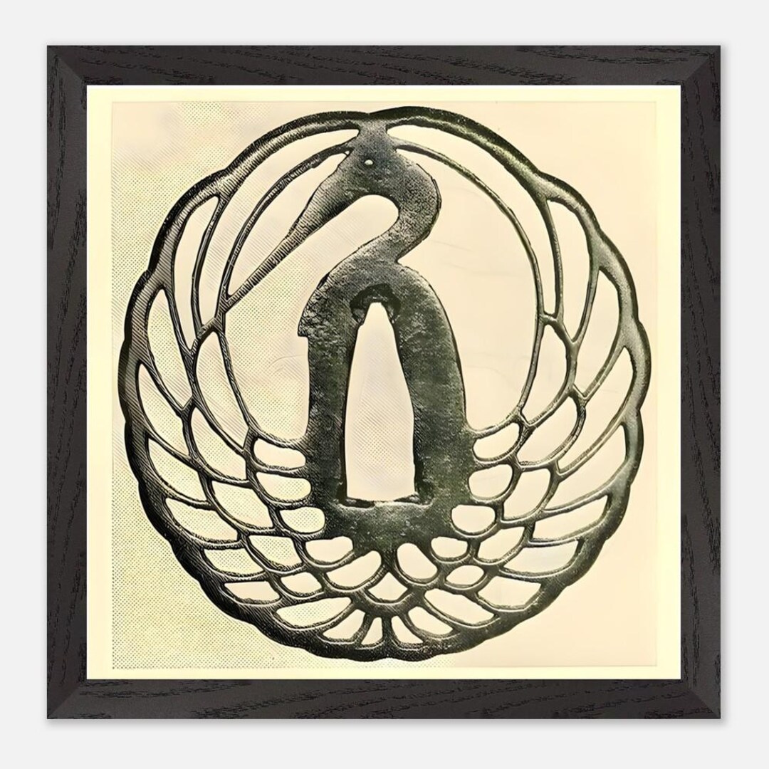 Antique Samurai Sword Swan Tsuba guard Framed Poster Captivating ...
