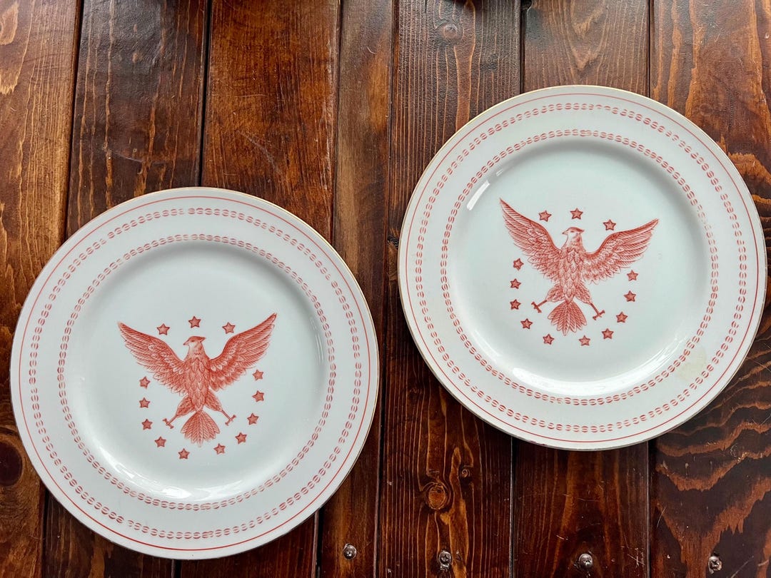 Vintage Ethan Allen Eagle Plates Set of 2 - Etsy