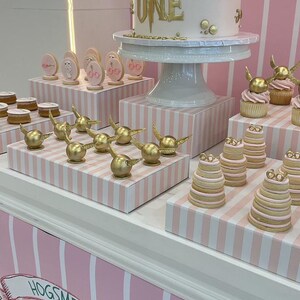 Pink Dessert Table Display Bundle – Cake Stand, Risers & Party Decor ...